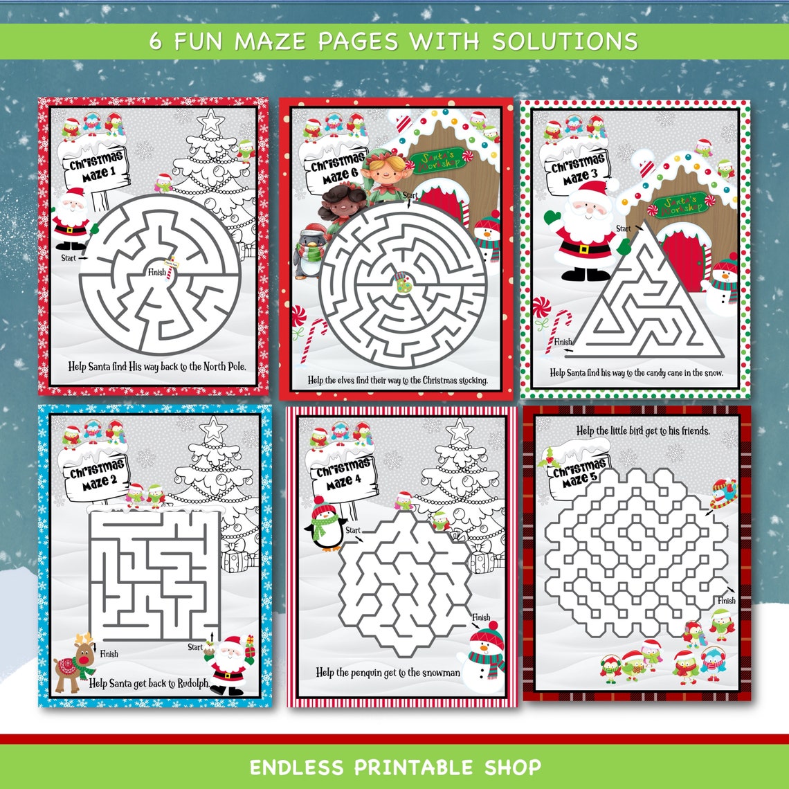 Printable Christmas Activity Pages for Kids Christmas Children Activity ...