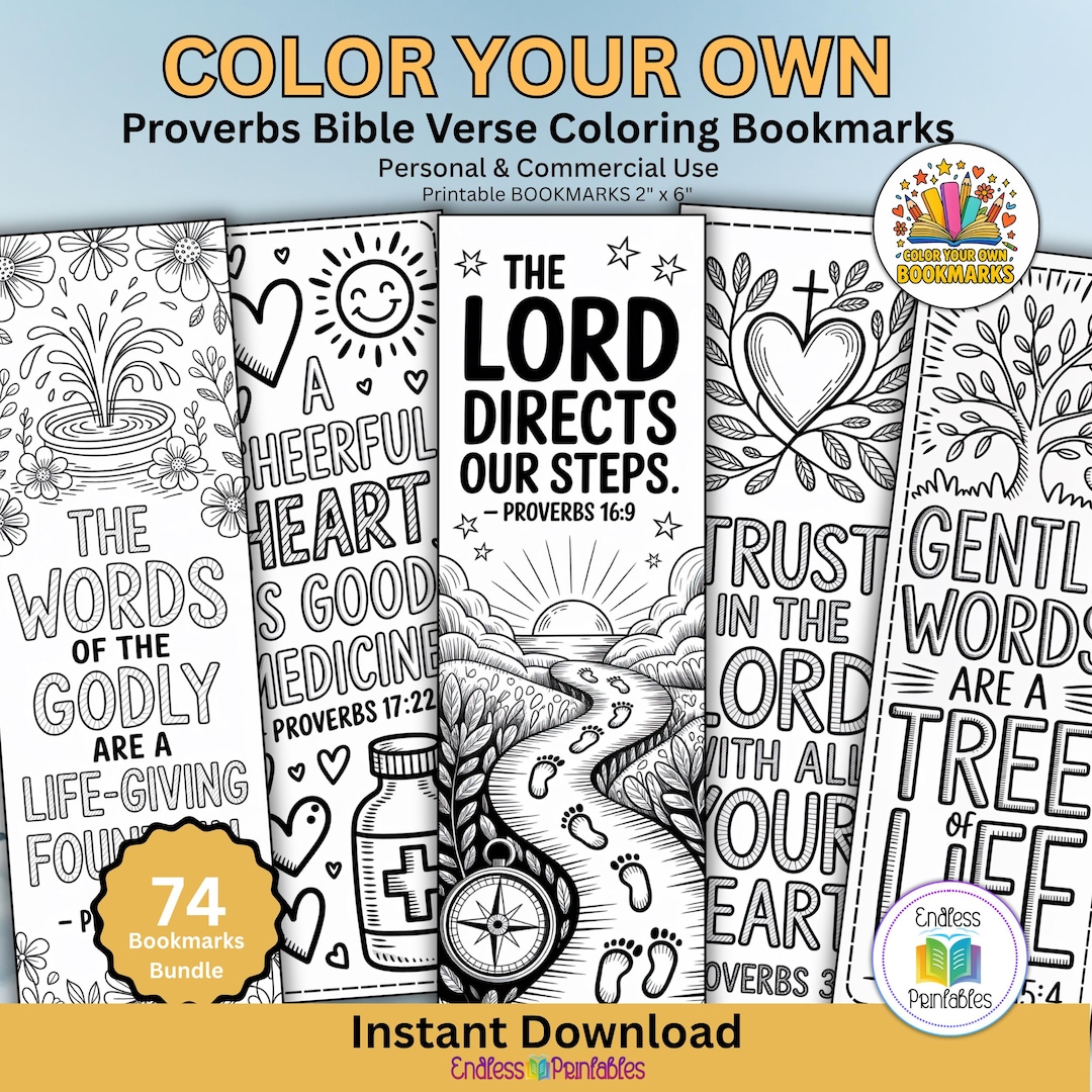 Proverbs Bible Verse Coloring Bookmarks, 74 Christian Devotional (PDF ...