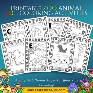 ZOO Animals ABC Printable Activity Coloring Book | 153 Zoo Animal ...
