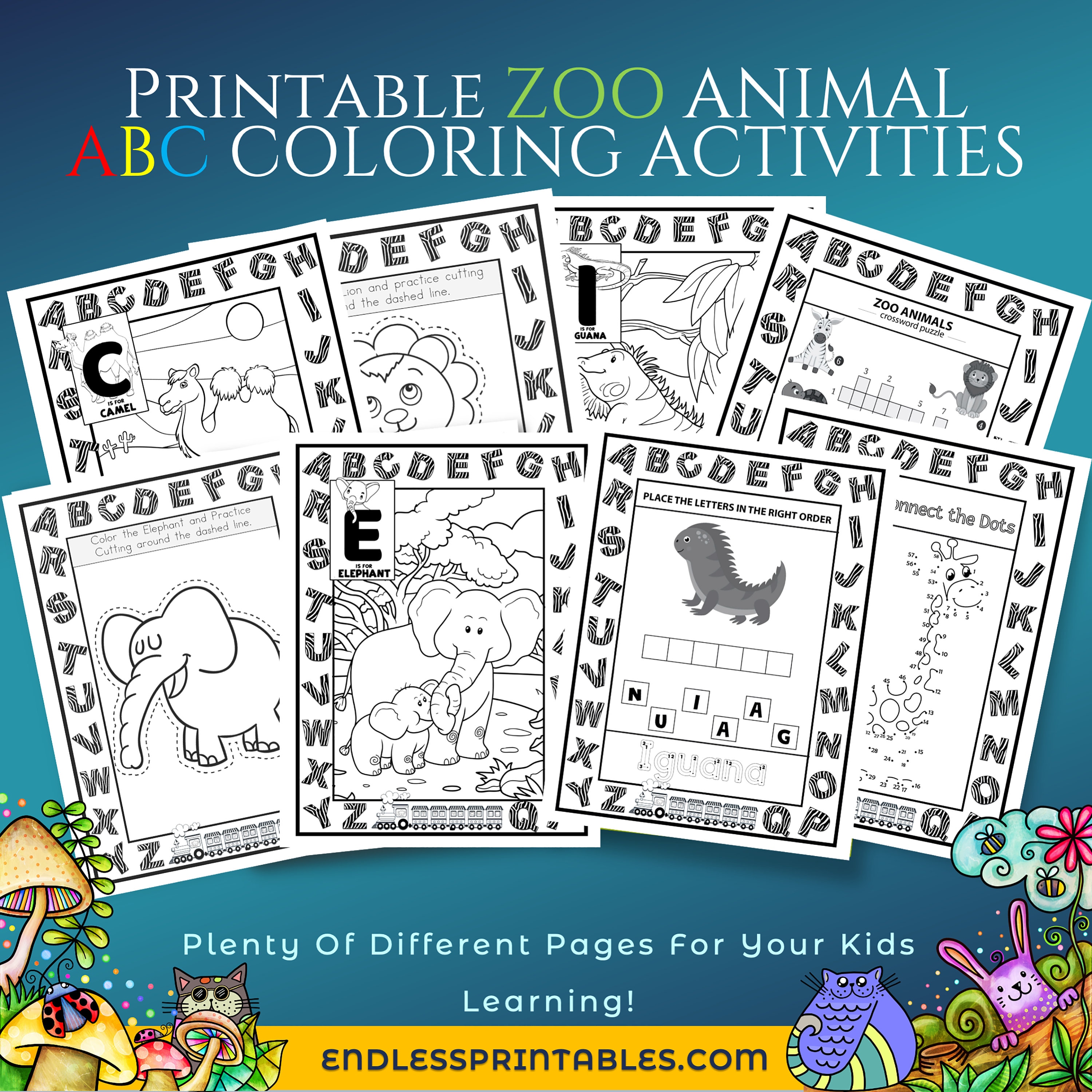ZOO Animals ABC Printable Activity Coloring Book 153 Zoo - Etsy