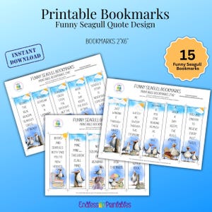 Funny Seagull Bookmark Printable Quotes Animal Bookmark Bundle ...