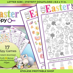 Easter I Spy Game, Kids Activity and Coloring Pages (printable PDF) - Etsy