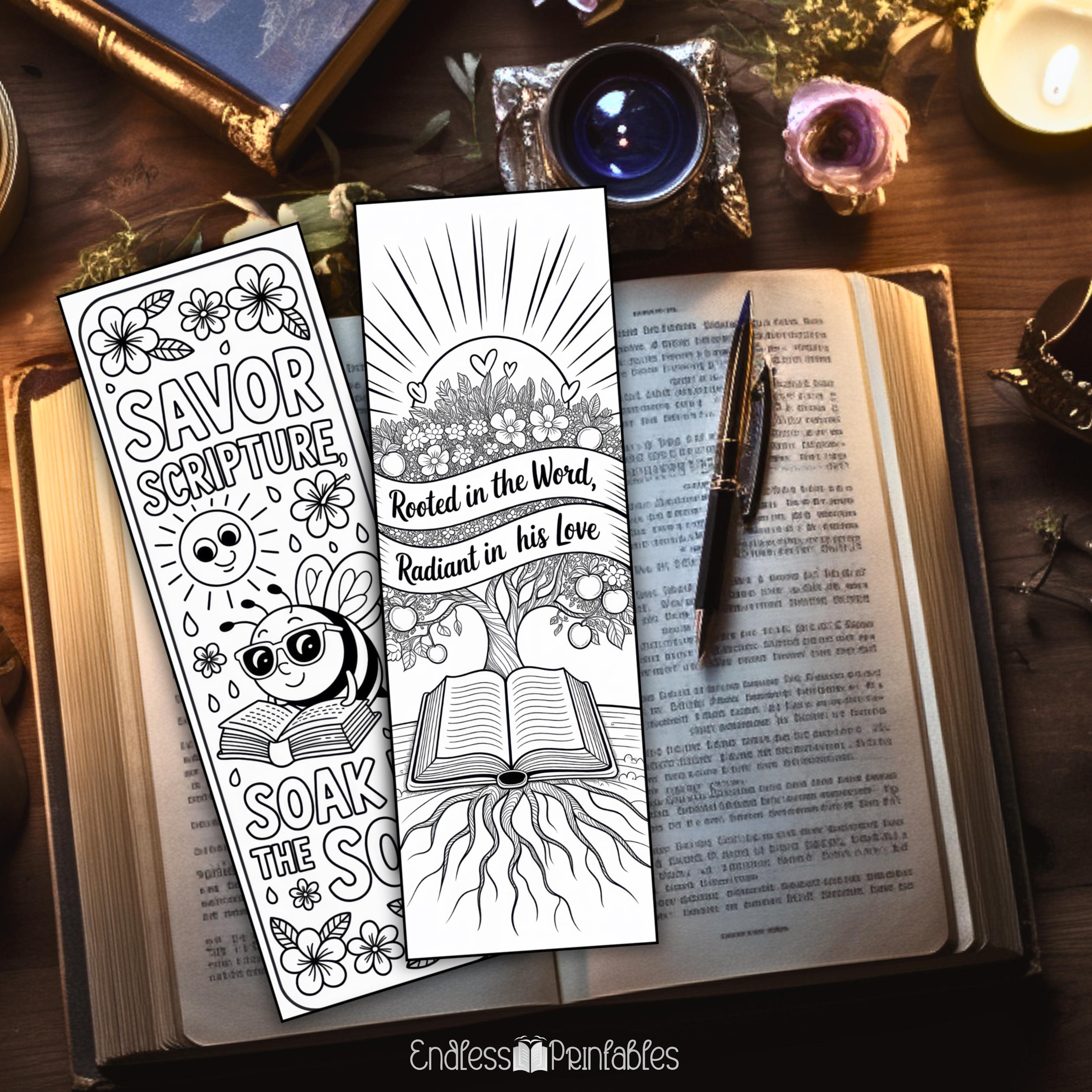 Christian Coloring Bookmarks, 55 Bible Verse Quote Designs, PDF JPG PNG ...