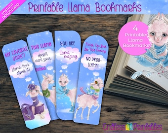 Llama Bookmark Printable - Etsy