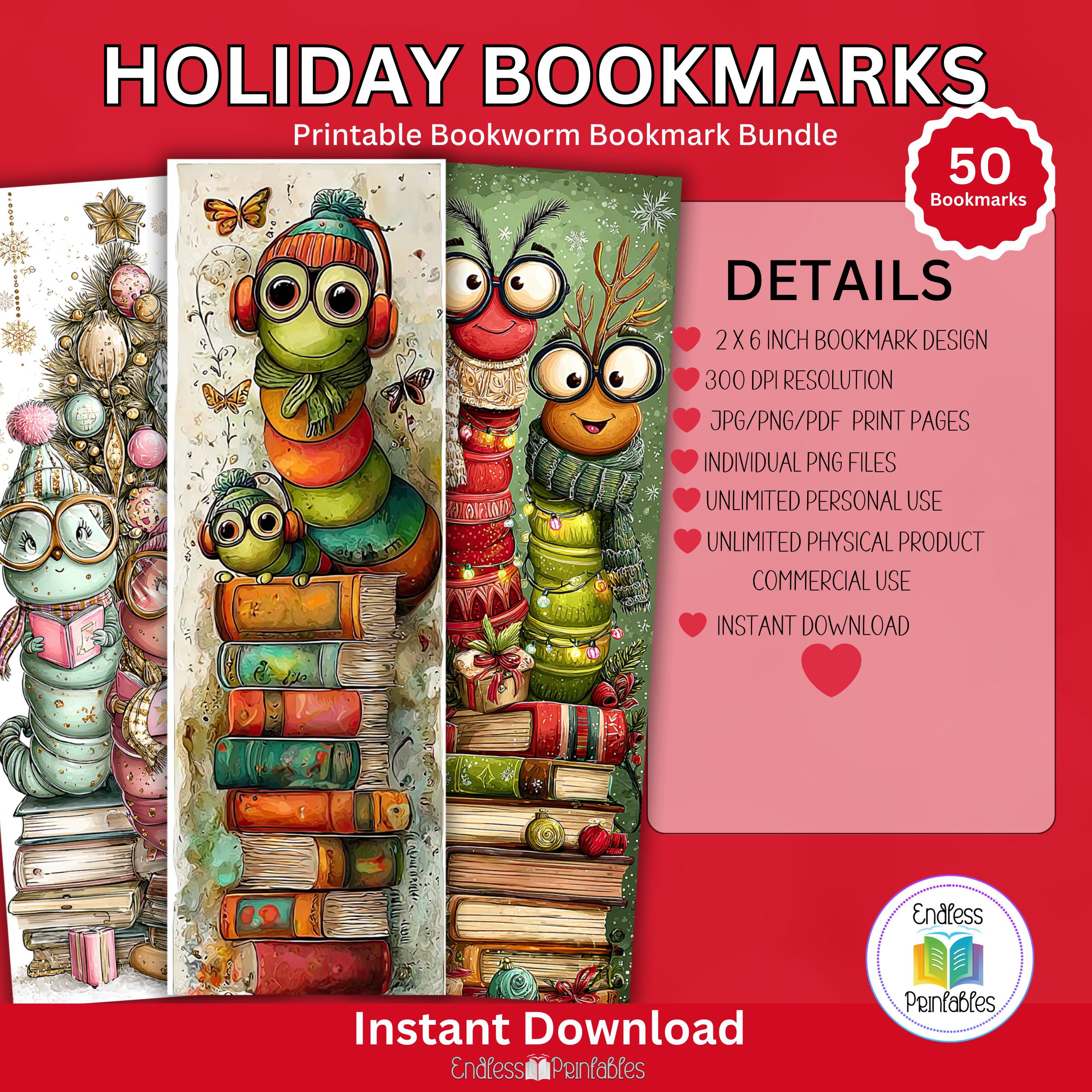 Christmas Bookmarks Printable – 50 Bookworm Designs | Winter Reading ...
