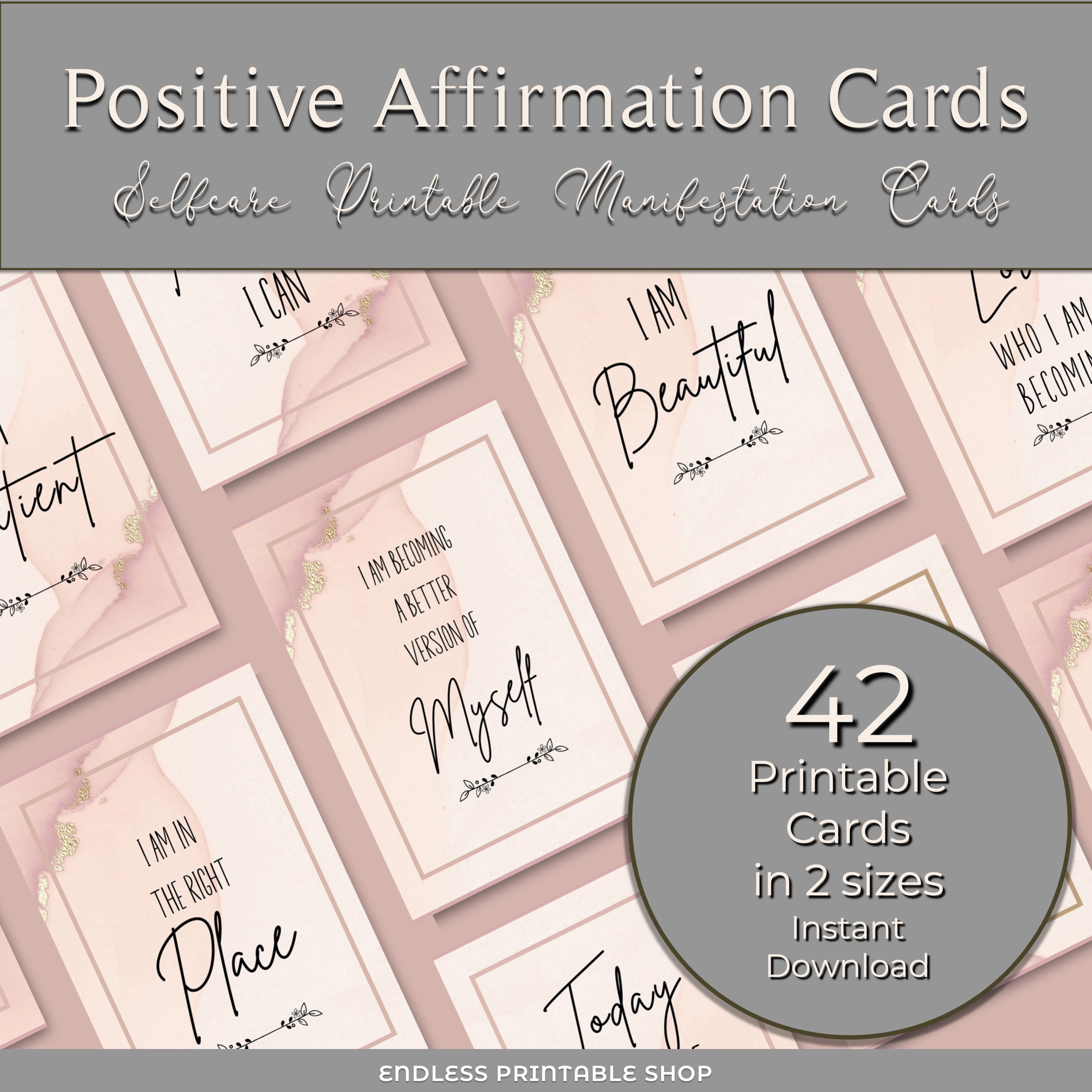 42 Positive Affirmation Cards - Self-care & Manifestation (printable ...