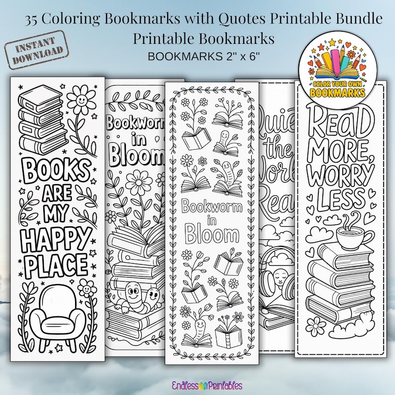 Coloring Bookmarks - Inspirational Quotes, 35 DIY Gift Designs ...