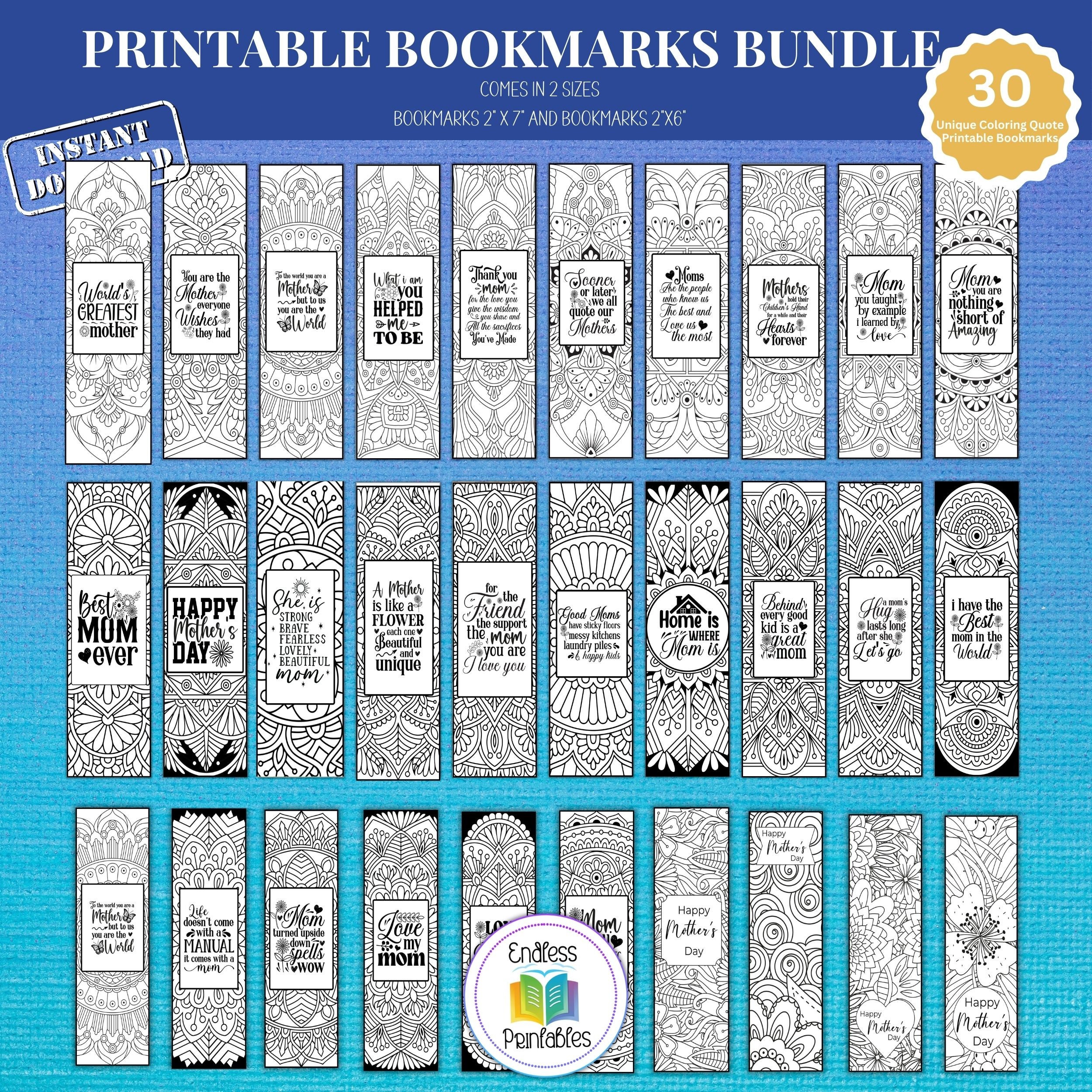 Mother's Day Coloring Bookmarks - 30 Unique Printable Designs (digital ...