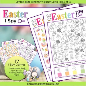 Easter I Spy Game, Kids Activity and Coloring Pages (printable PDF) - Etsy