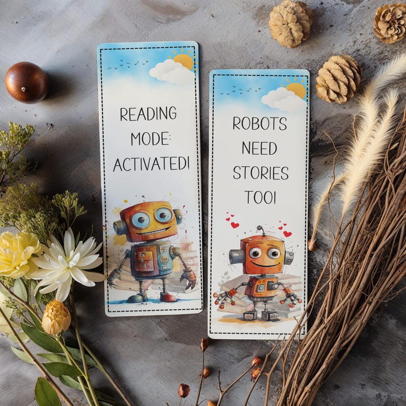 Funny Robot Bookmarks - Printable Quirky Quotes, Book Lover Gift ...