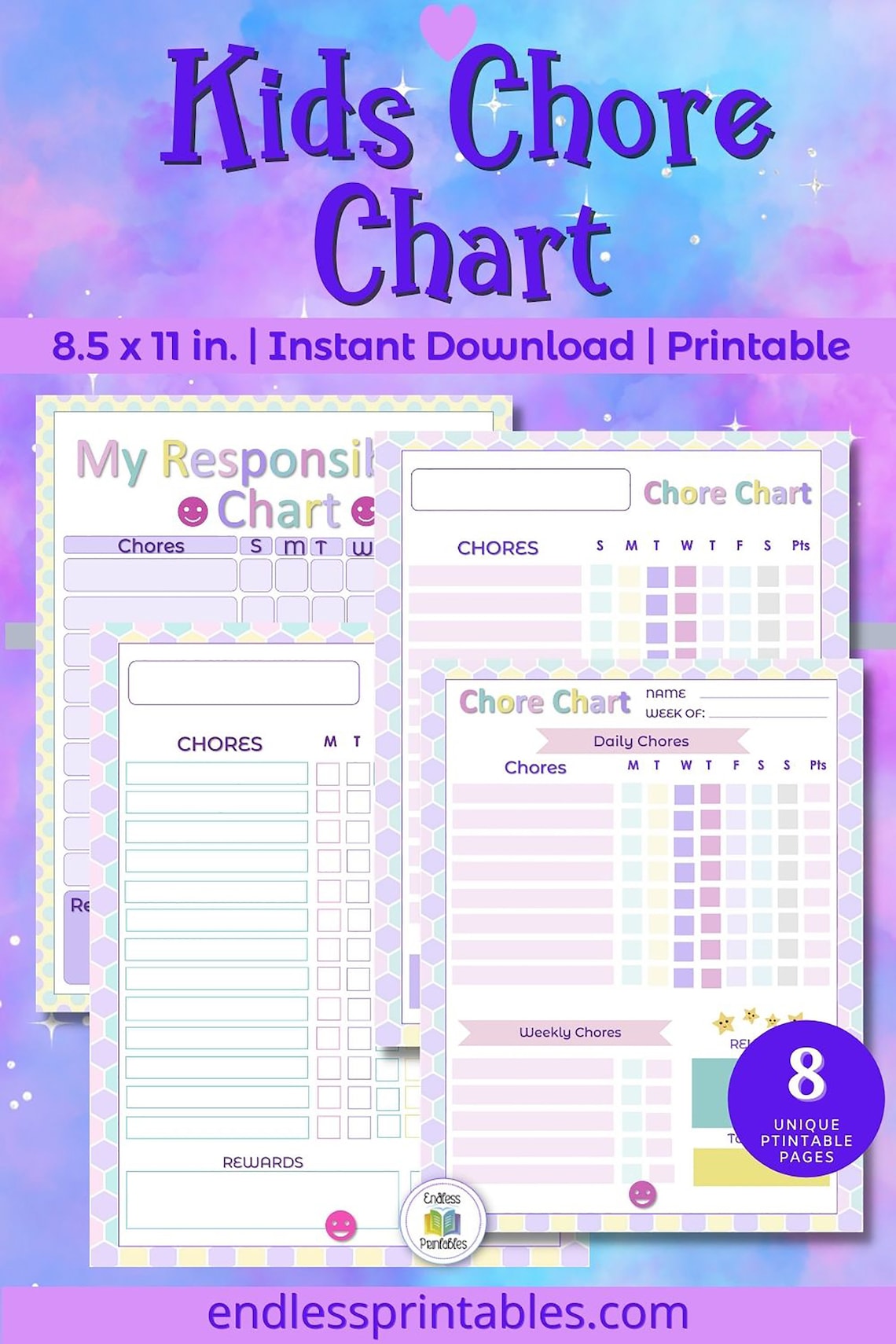 Kids Chore Chart Printable Chore Chart for Kids | Etsy