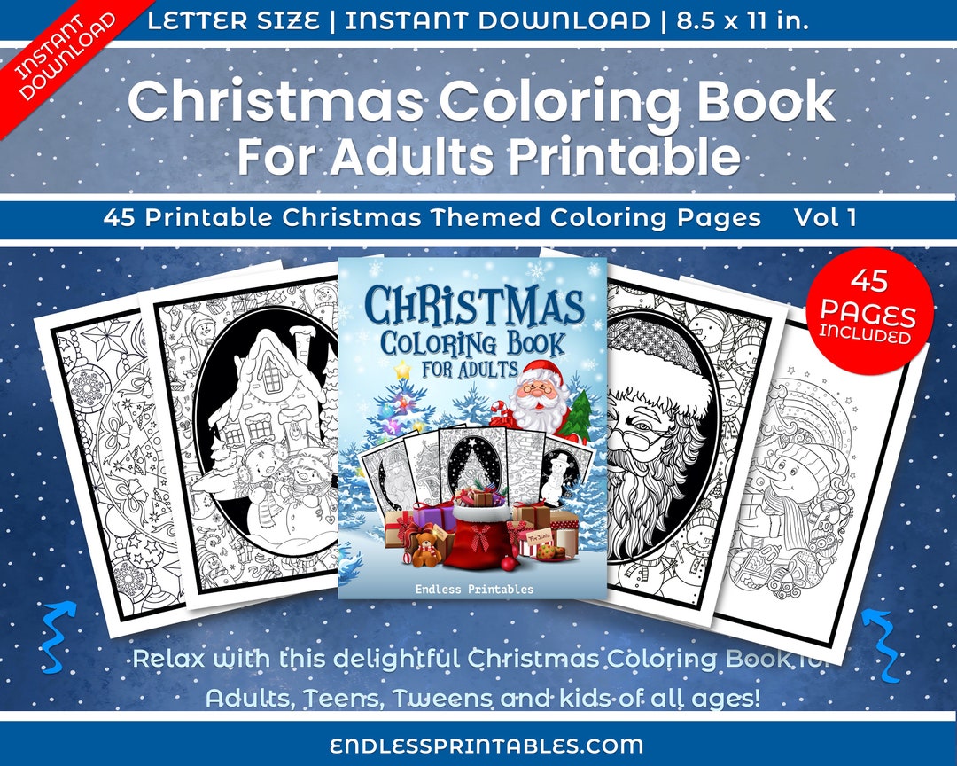Printable Christmas Coloring Book for Adults | 45 Printable PDF Holiday ...