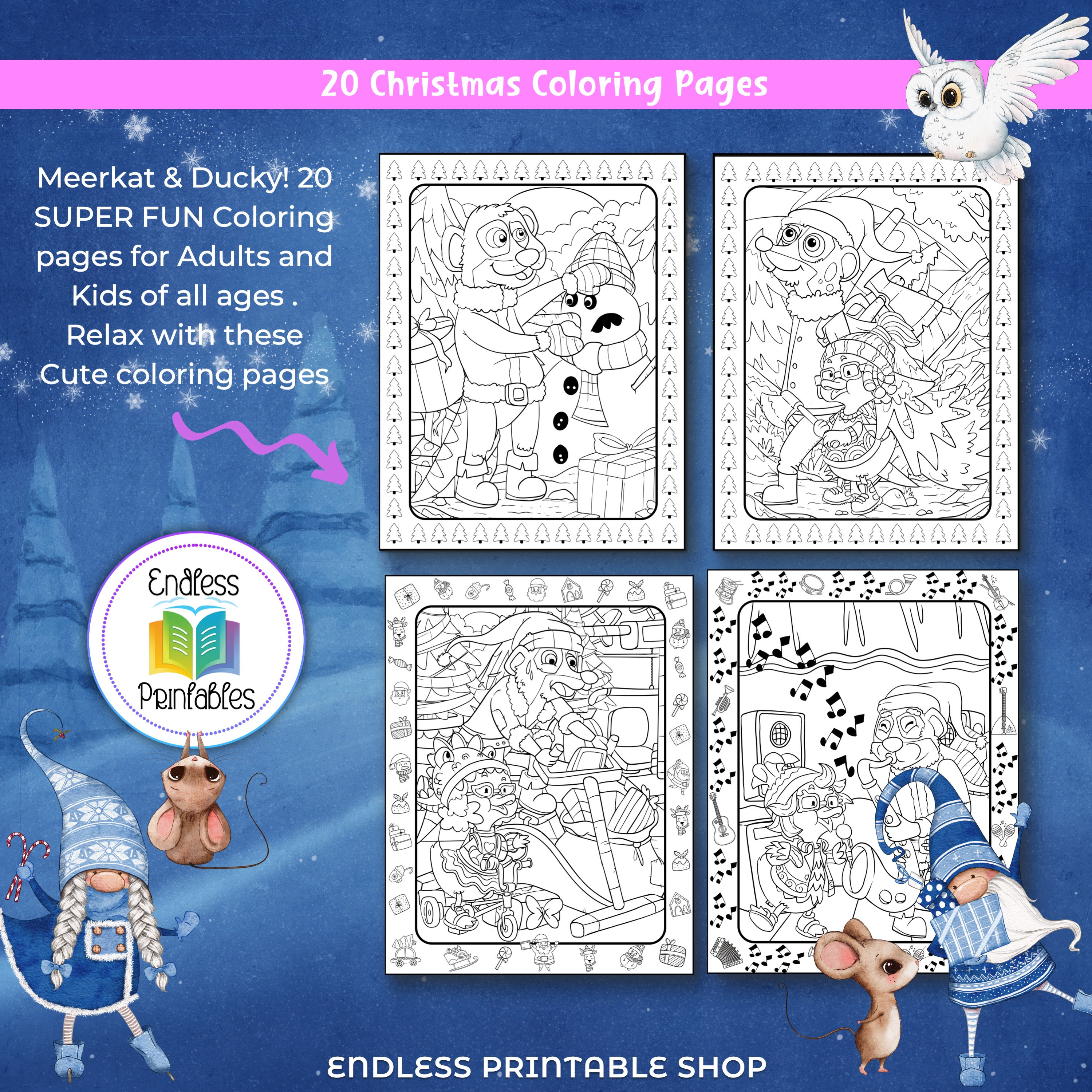 Coloring Pages: Christmas Coloring20 Meerkat and Ducky Digital Coloring ...