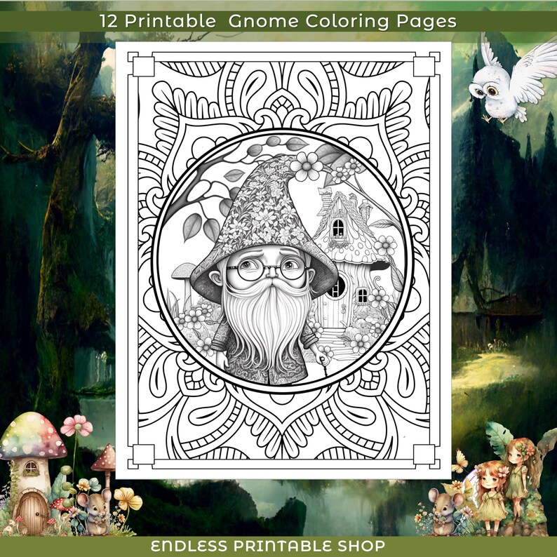 2023 Printable Calendar, Mandala Coloring, Monthly Calendar, Gnome ...