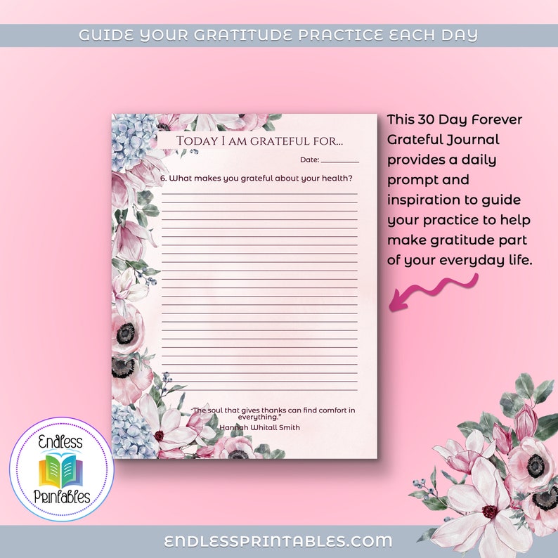 30 Day Gratitude Journal Printable Mindfulness Grateful - Etsy