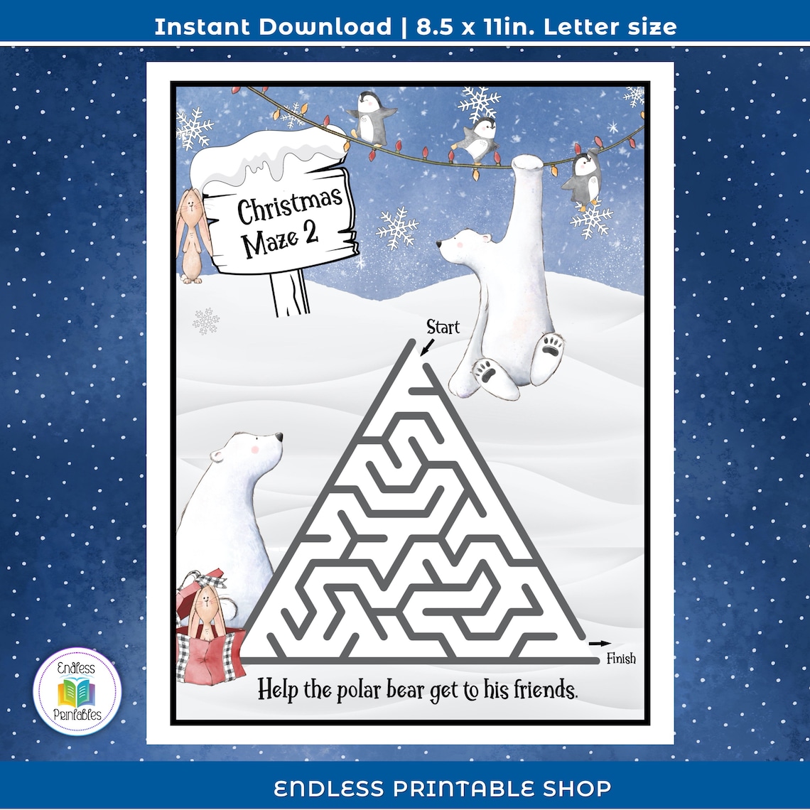 Printable Christmas Maze Pages for Kids Christmas Games for Children ...