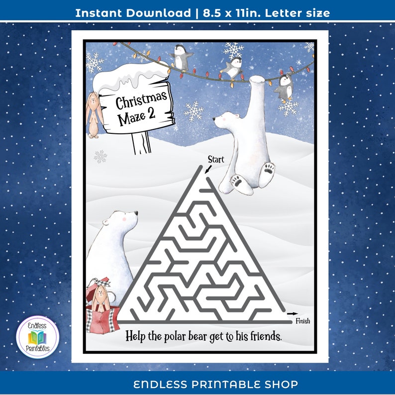 Printable Christmas Maze Pages for Kids Christmas Games for Children ...