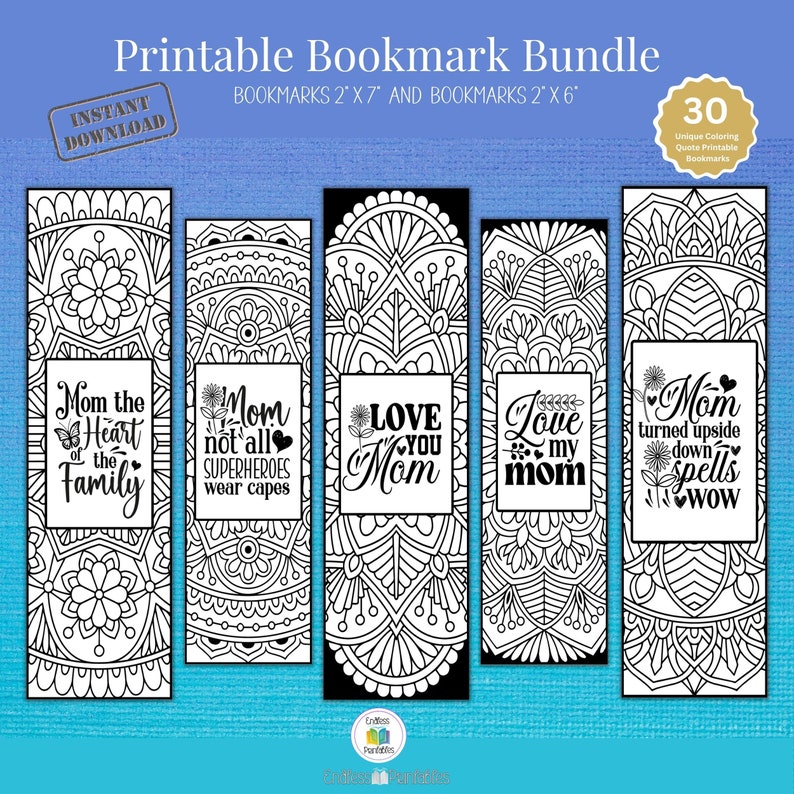 30 Mother’s Day Printable Bookmarks, Coloring Bookmark Bundle ...