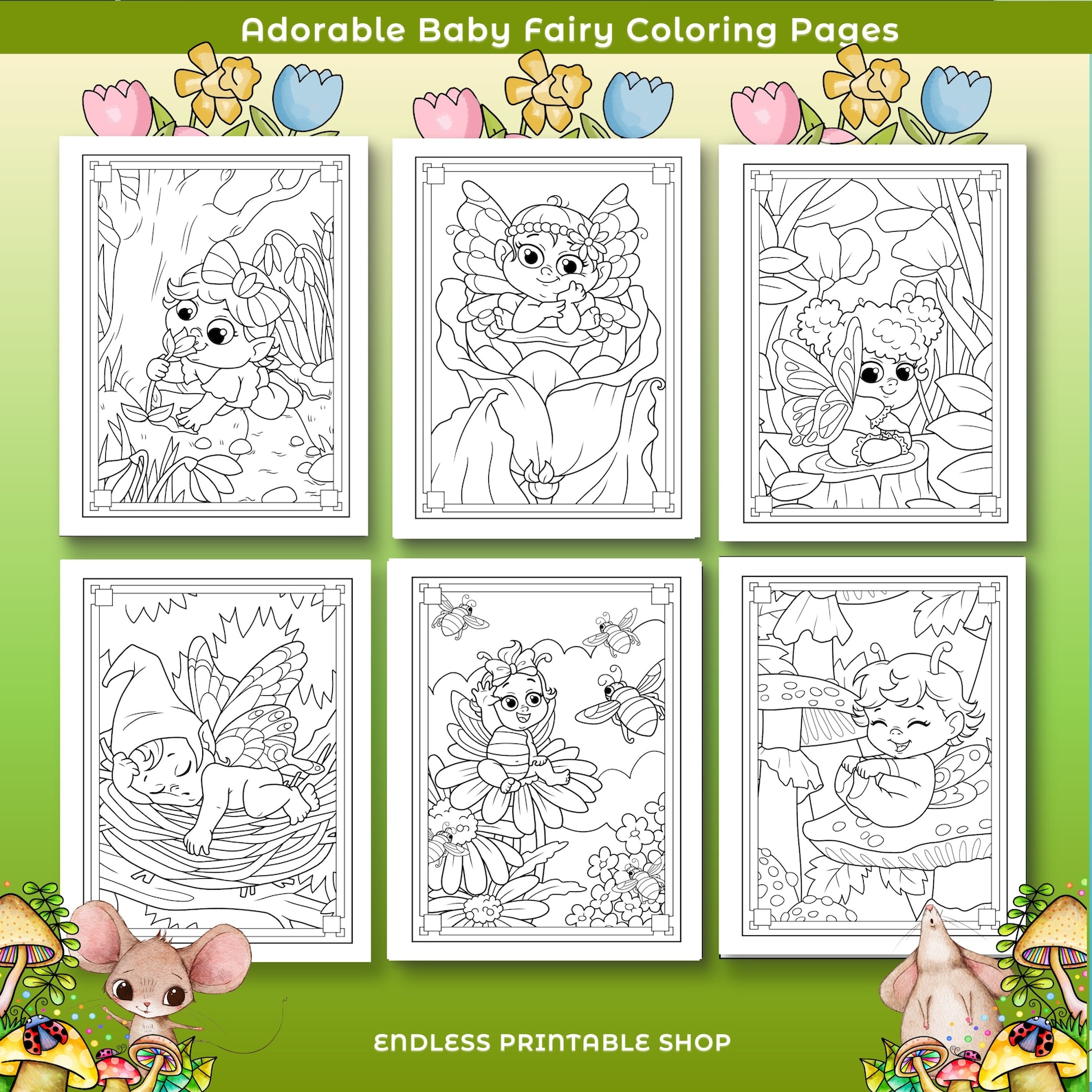 Printable Fairy Coloring Pages Baby Fairy Coloring Page - Etsy