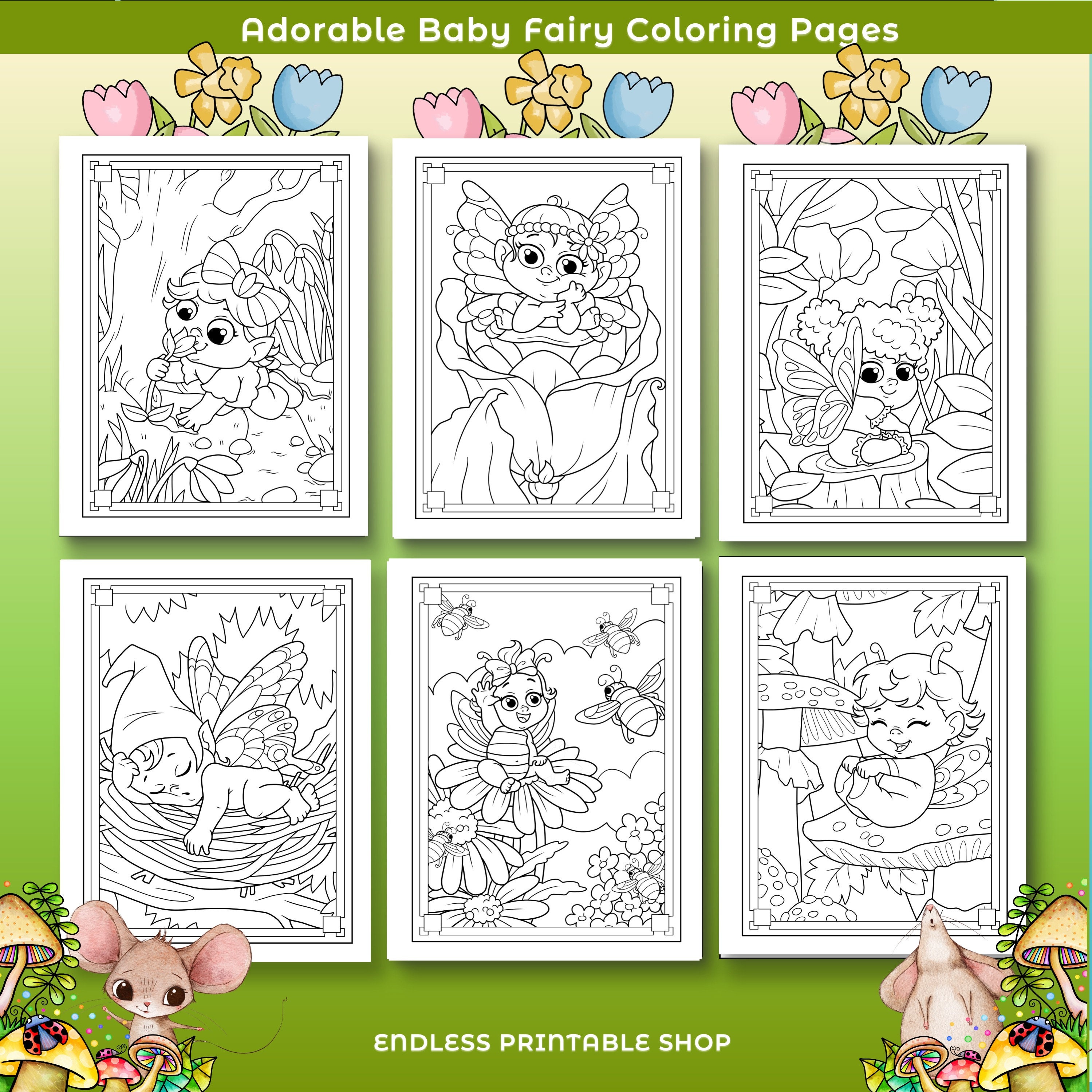 Printable Fairy Coloring Pages Baby Fairy Coloring Page - Etsy