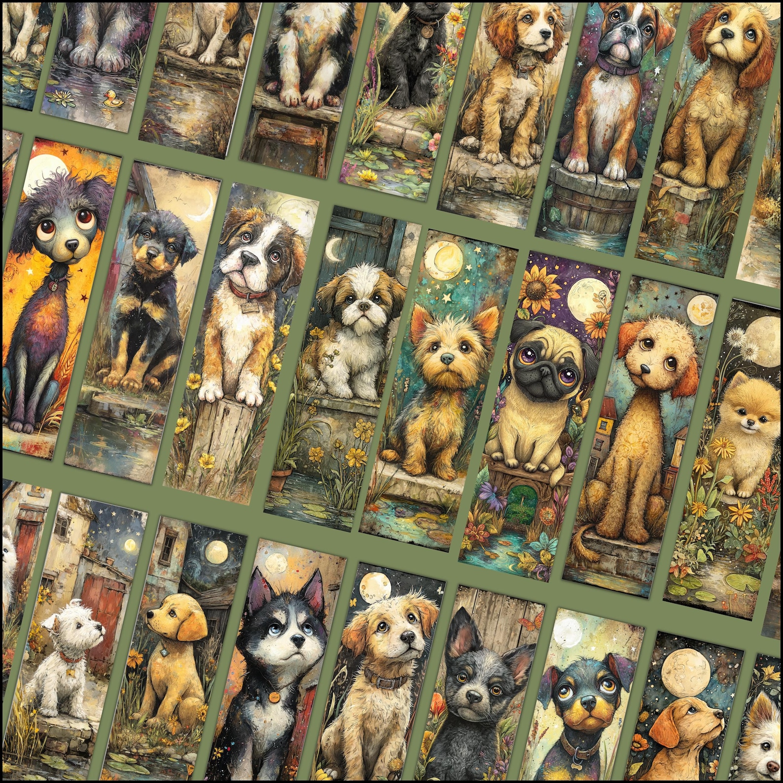 100 Cute Puppy Printable Bookmarks Dog Breeds PNG Bookmark Sublimation ...