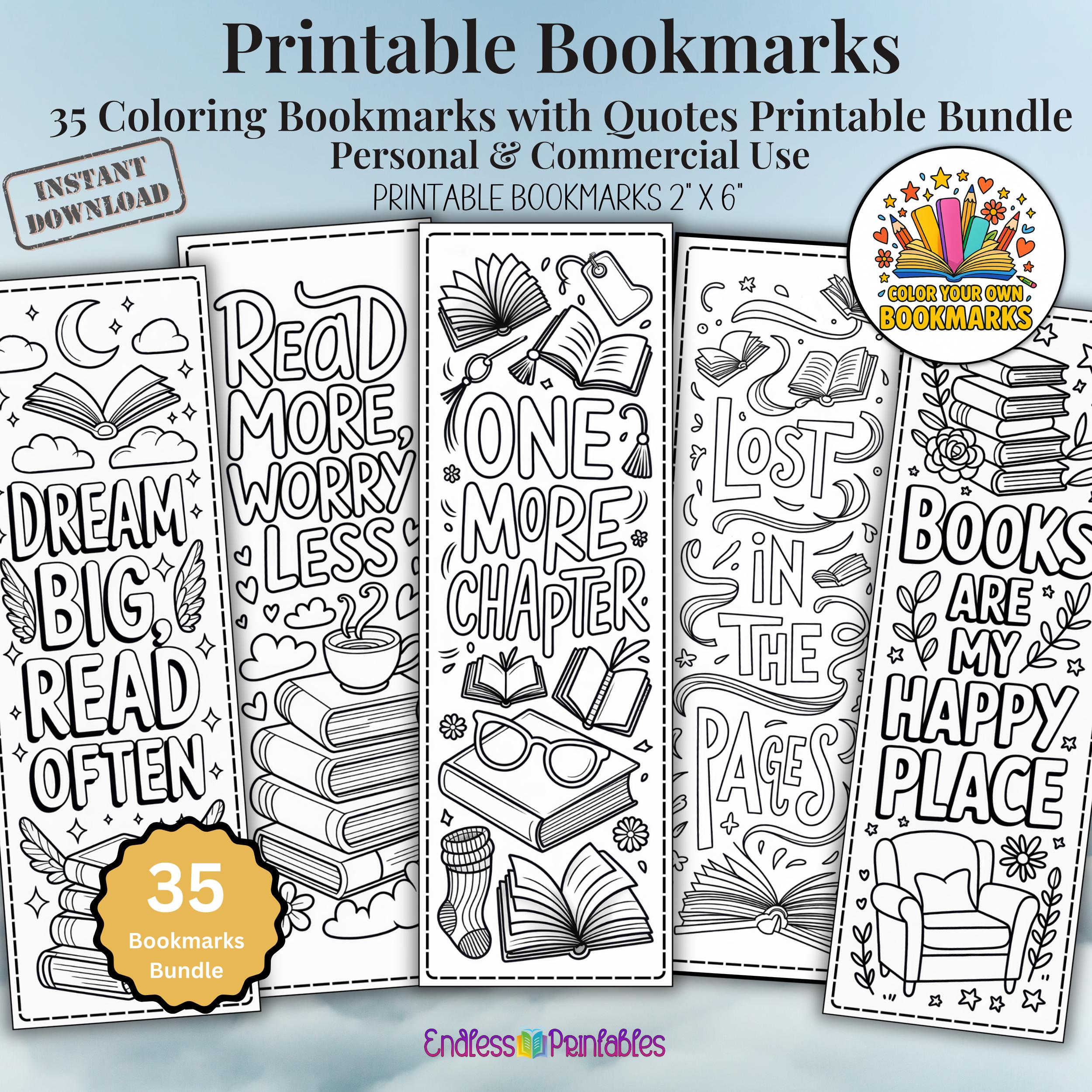 Coloring Bookmarks - Inspirational Quotes, 35 DIY Gift Designs ...