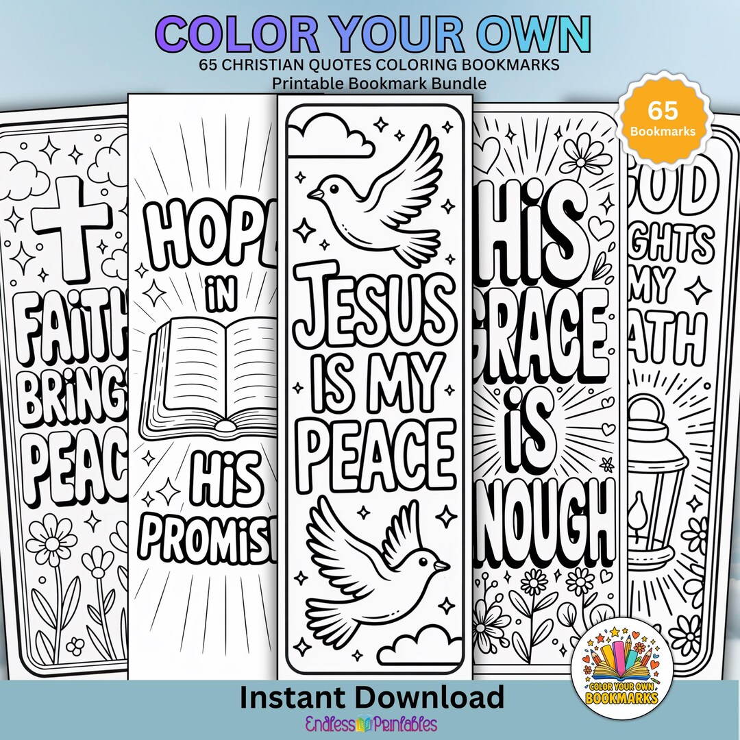 Christian Coloring Bookmarks | 65 Mini Devotional Bible Quotes | Faith ...