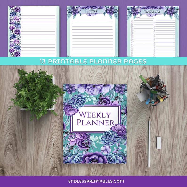 Floral Undated Weekly Planner Printable - To-do List Organizer (8.5x11 ...