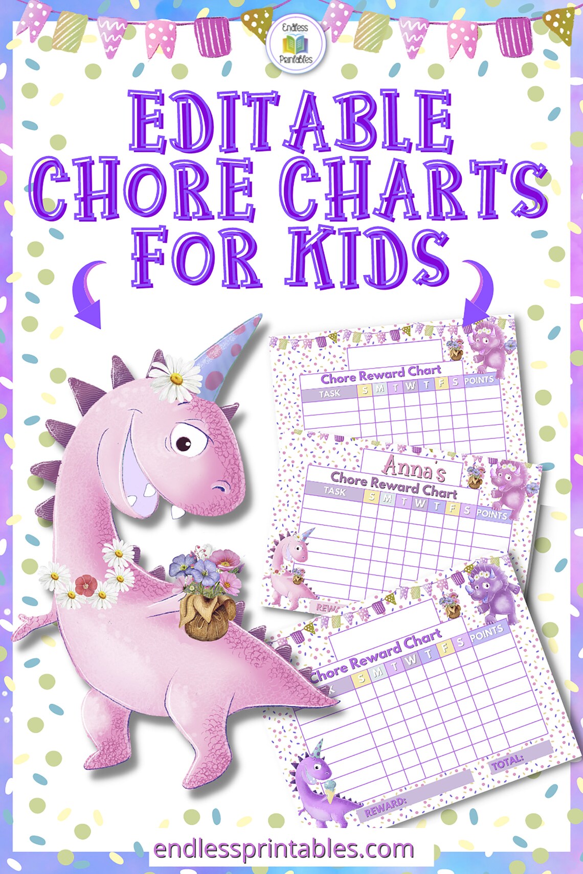 Editable Chore Chart for Kids Dinosaur Chore Chart Printable Kids ...