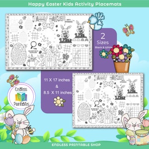 Kids Easter Placemat, Printable Easter Activity Placemat, Table ...
