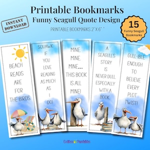 Funny Seagull Bookmark Printable Quotes Animal Bookmark Bundle ...