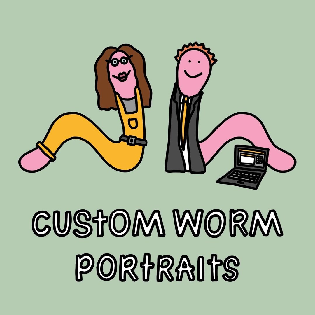 Custom Worm Portrait // Personalised Illustration Art Gift Digital Worm ...