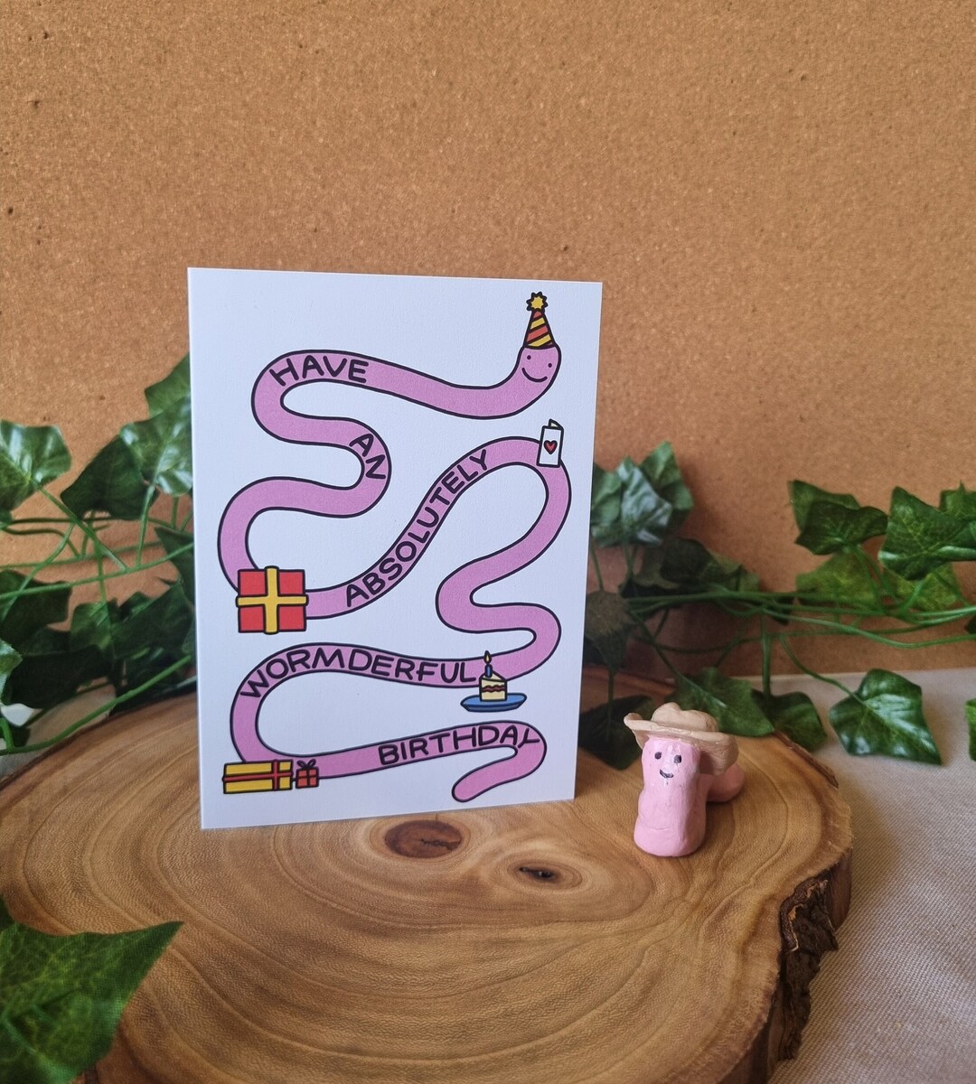 WORM BIRTHDAY CARD 'have an Absolutely Wormderful Birthday' Party Hat ...
