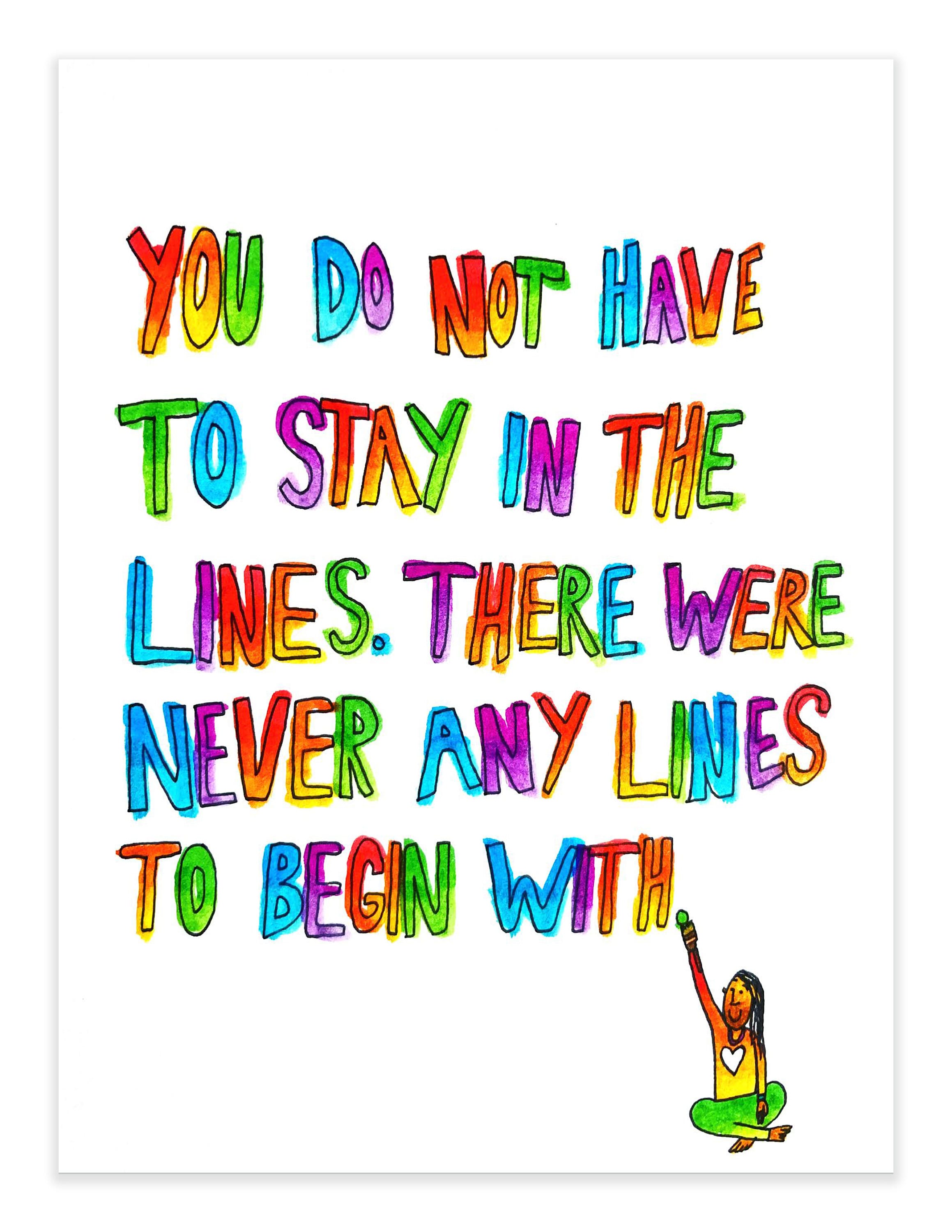 No Lines Self Love Wall Art, Educational Print Learning Wall Art ...