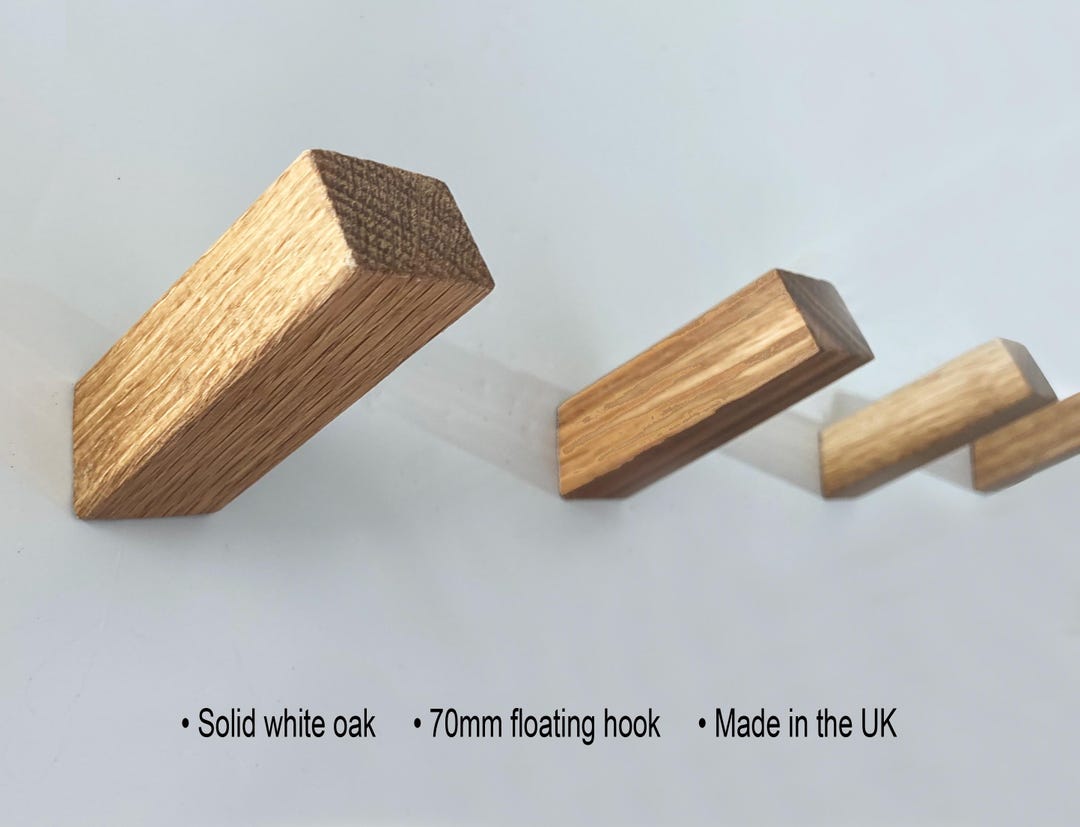 Rectangle Solid Oak Floating Wall Mounted Coat Pegs - Etsy