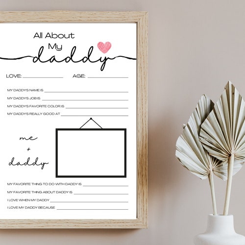 All About My Dad Fathers Day Questionnaire Fathers Day T Etsy