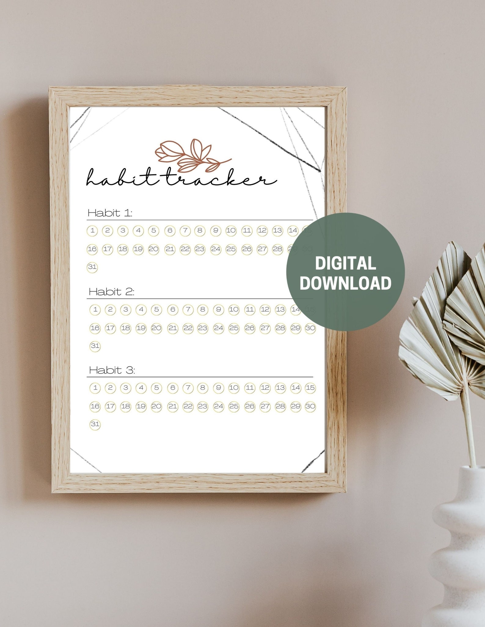 Printable Boho Daily Habit Tracker, Initiative Tracker, Digital ...
