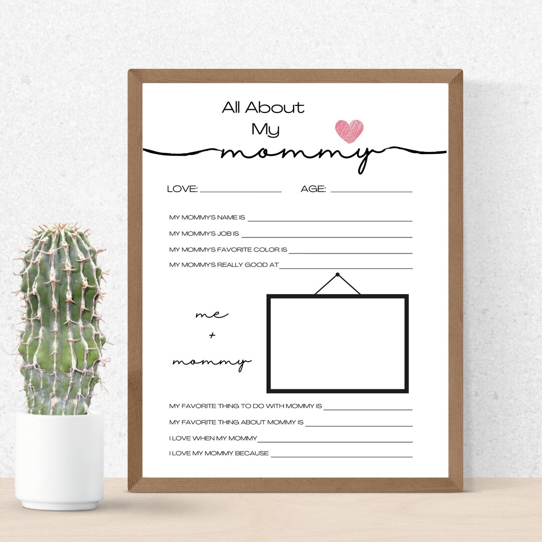Mothers Day Printable Questionnaire / Mothers Day Gift / All About My ...