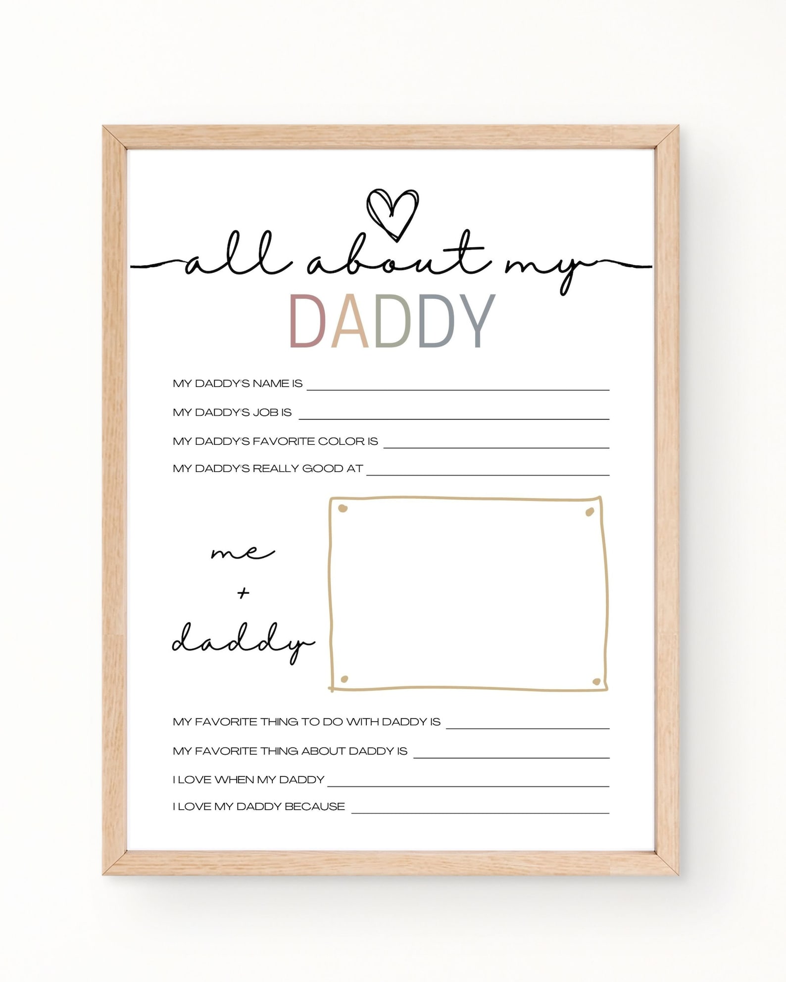 Fathers Day Printable Questionnaire / Fathers Day Gift / All About My ...