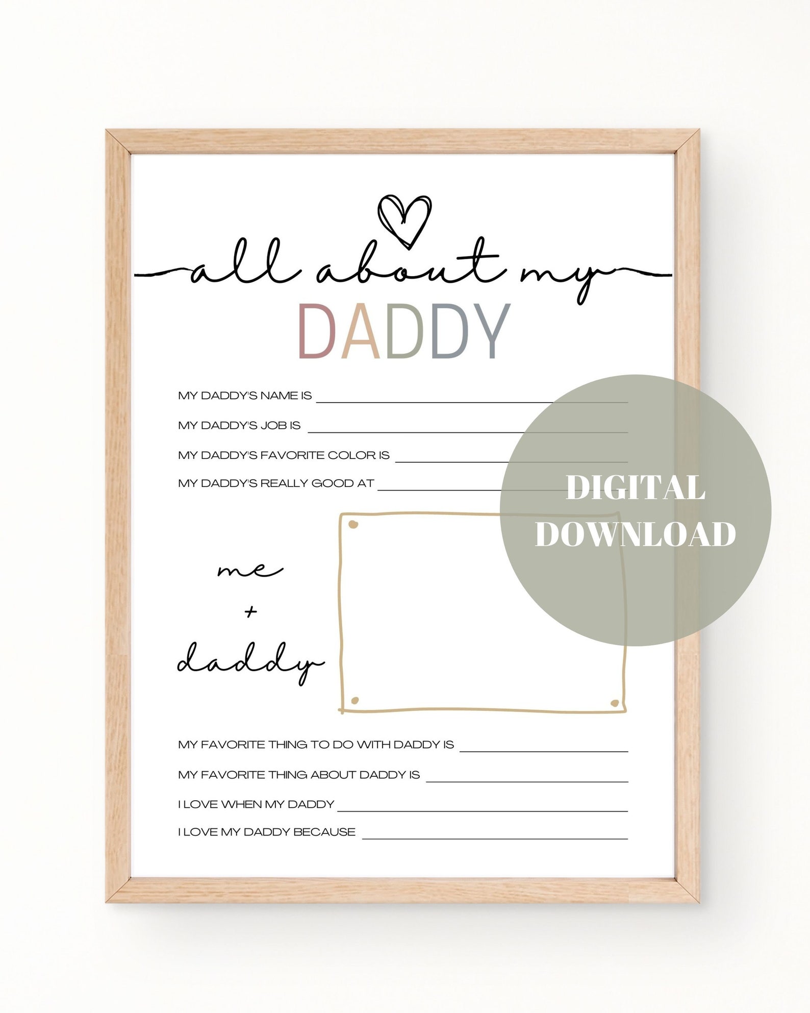 Fathers Day Printable Questionnaire / Fathers Day Gift / All About My ...