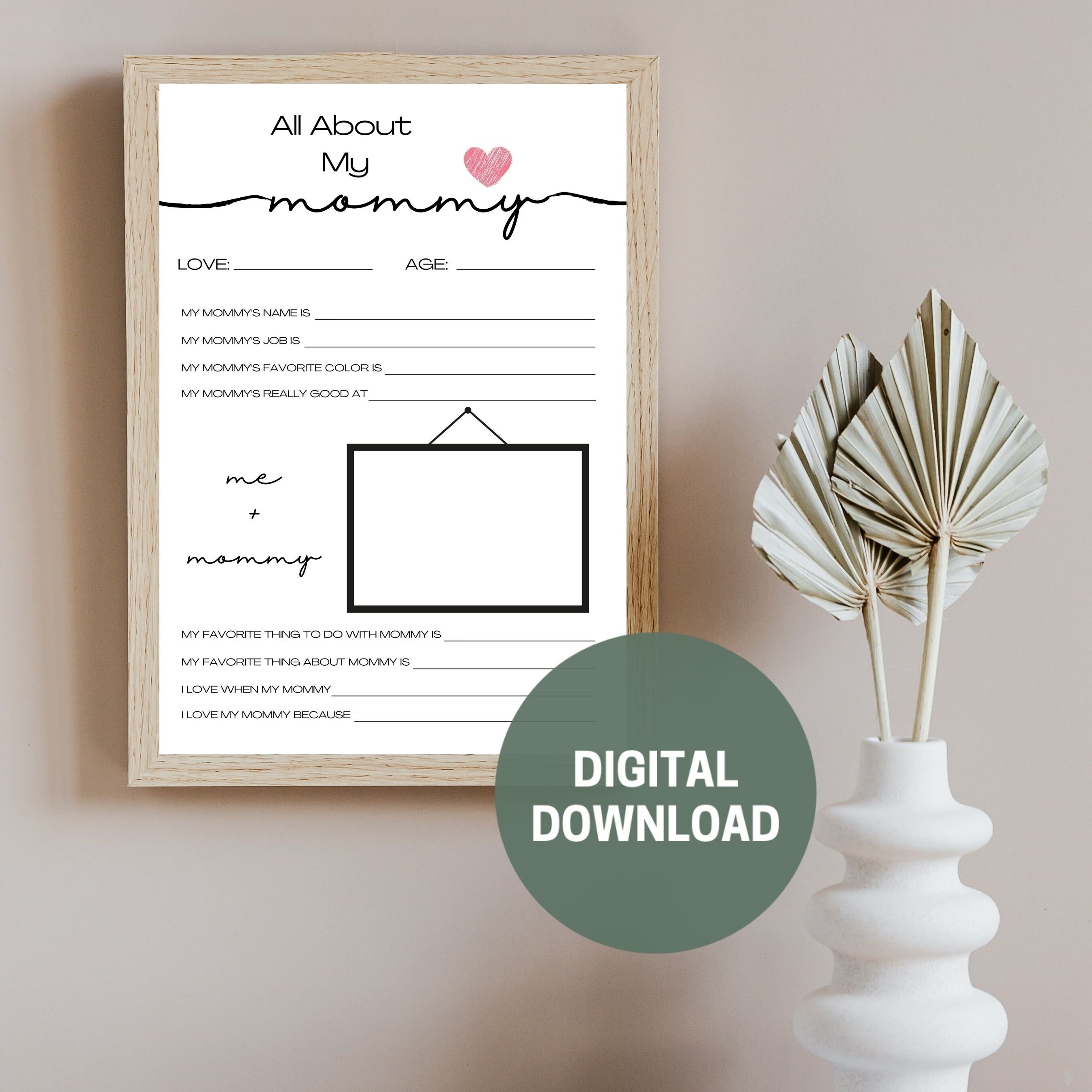 Mothers Day Printable Questionnaire / Mothers Day Gift / All About My ...