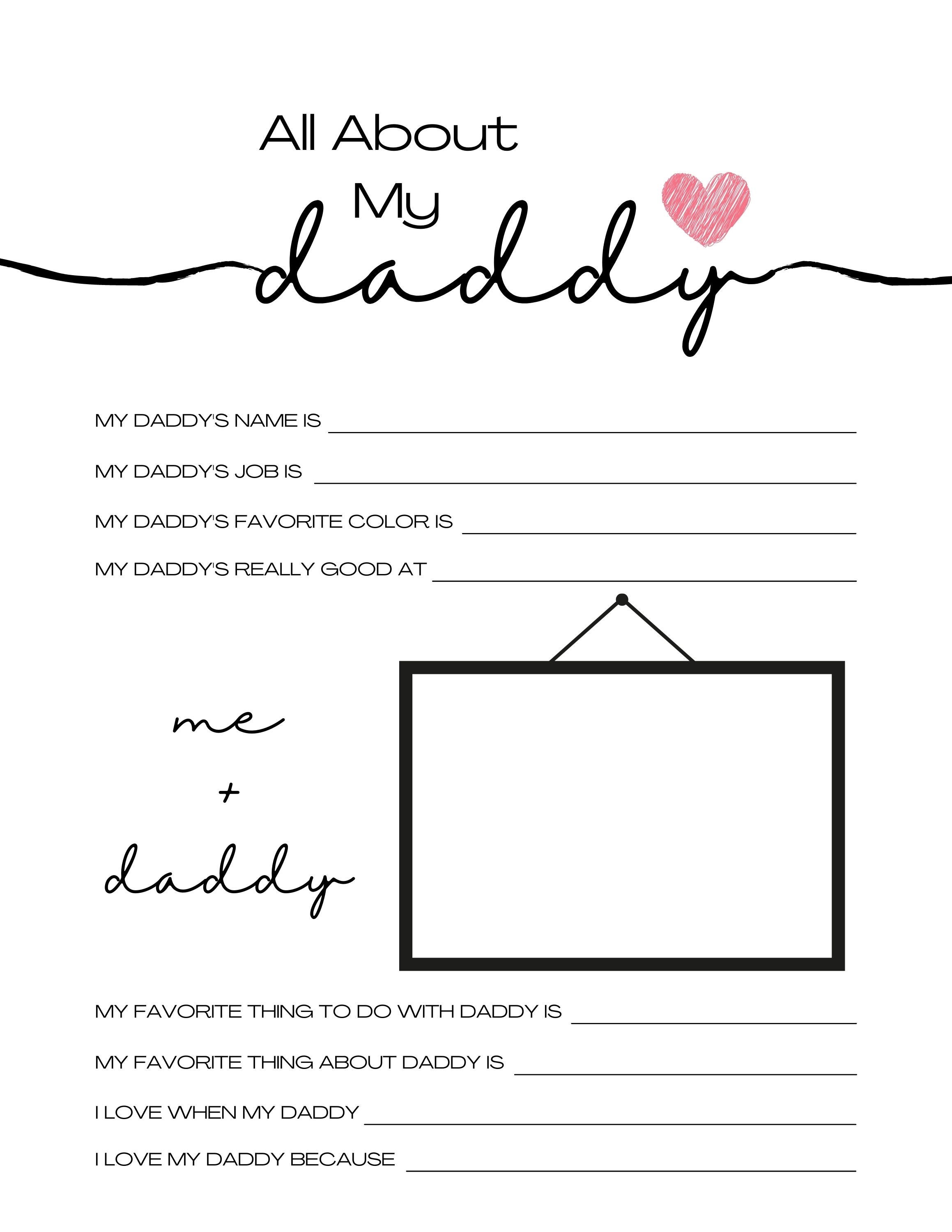 Fathers Day Printable Gift Book / Fathers Day Questionnaire / All About ...