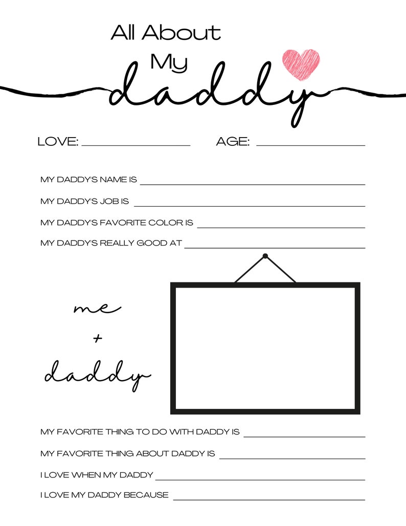 Fathers Day Printable Questionnaire / Fathers Day Gift / All - Etsy