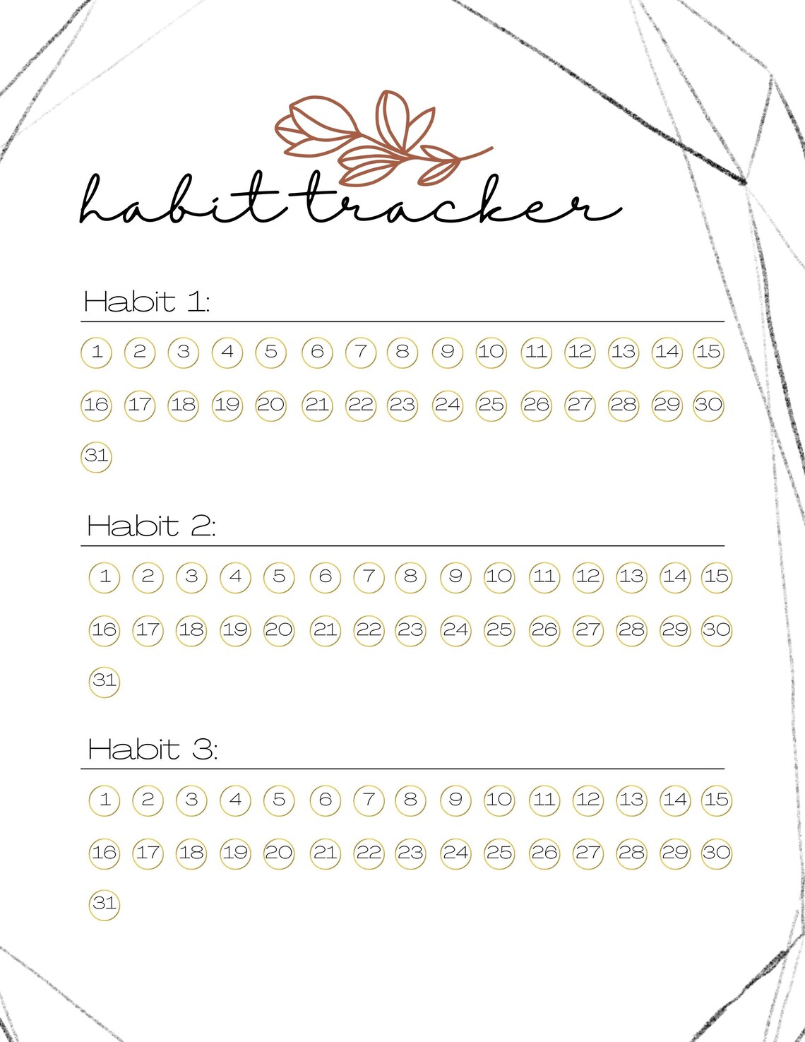 Printable Boho Daily Habit Tracker, Initiative Tracker, Digital ...