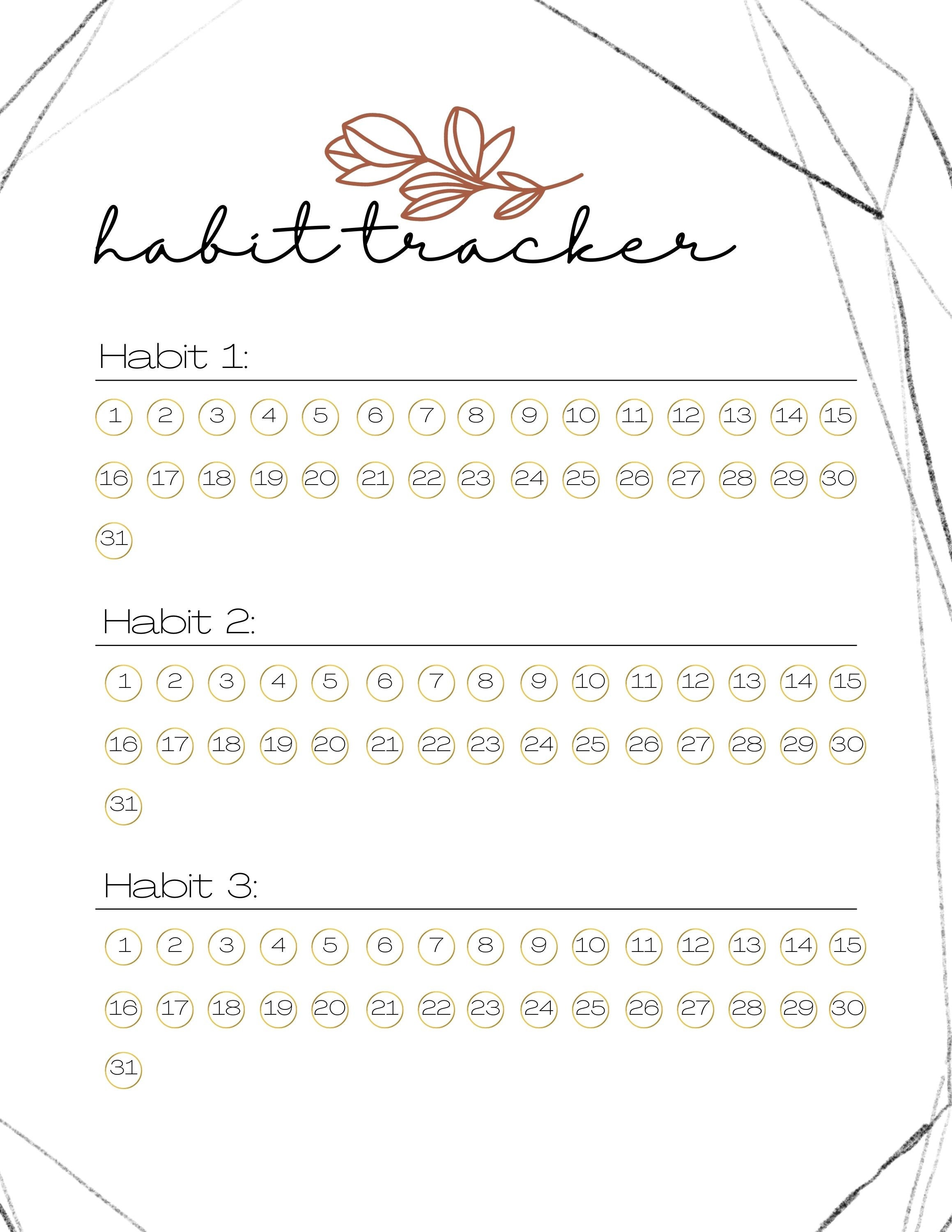 Printable Boho Daily Habit Tracker, Initiative Tracker, Digital ...