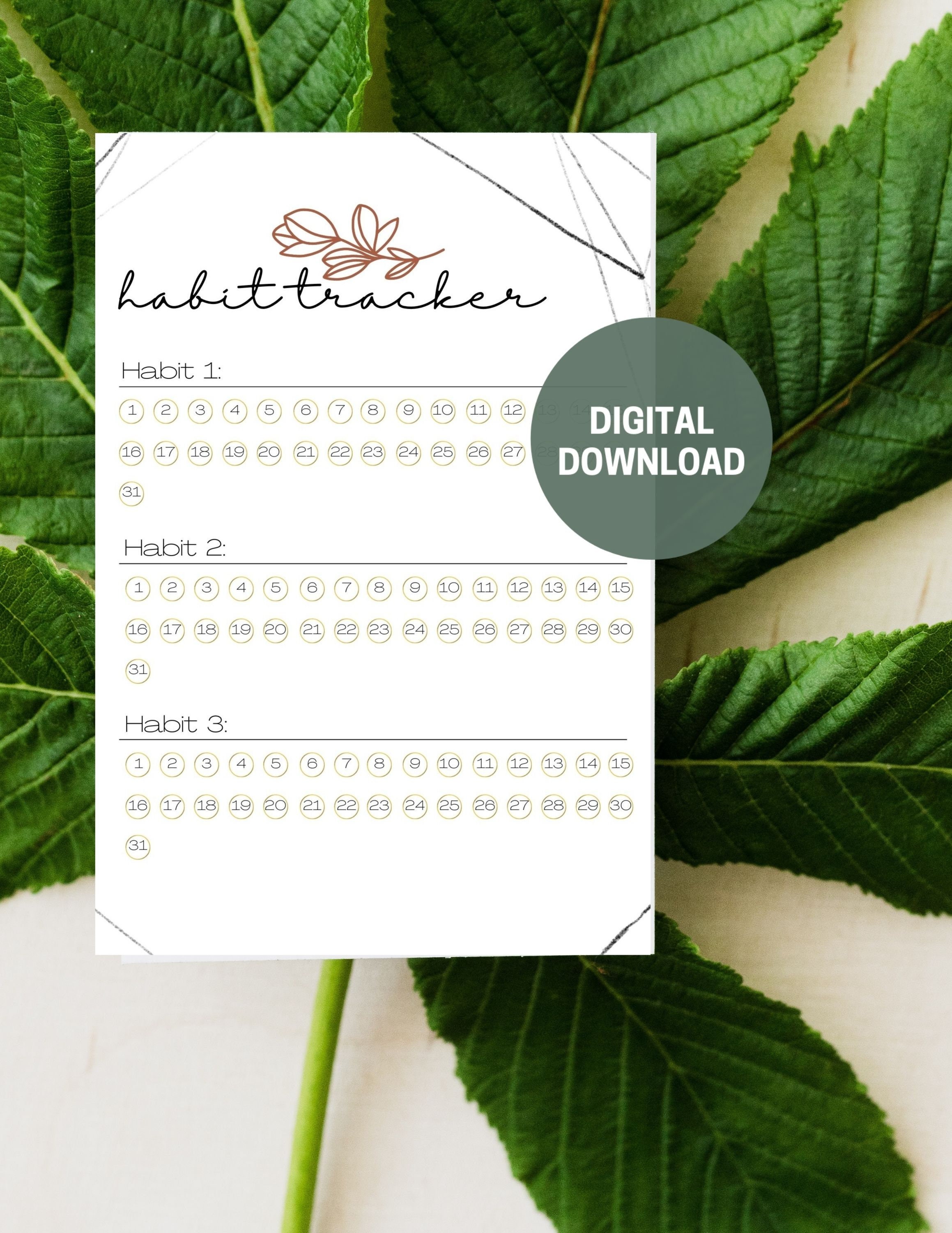Printable Boho Daily Habit Tracker, Initiative Tracker, Digital ...