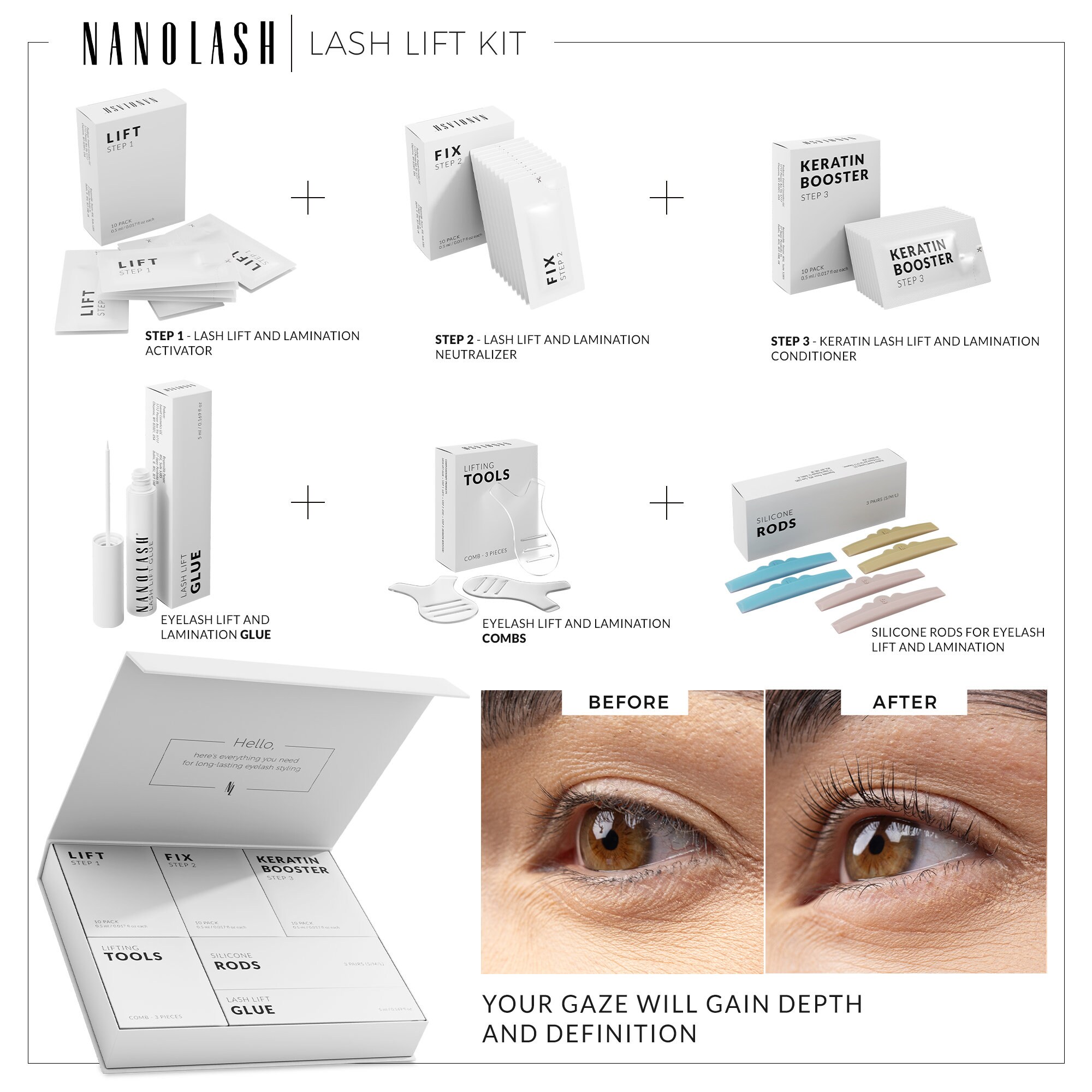 Nanolash Lash Lift Kit Professional Eyelash Lifting Kit, DIY Kit for ...