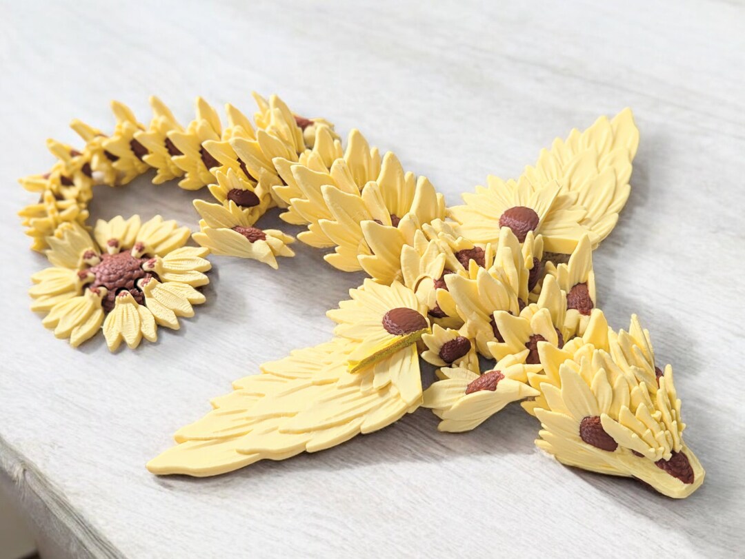 Sunflower Dragon Fidget Toy, Desk Pet Mini 3d Animal, Flower Decor for ...