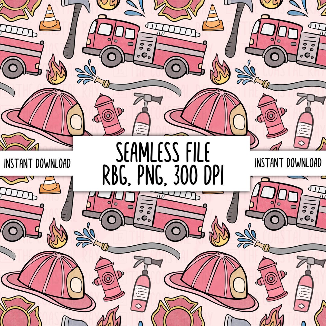 Firefighter Png Transfer for Clay, Surface Design, Seamless Pattern ...