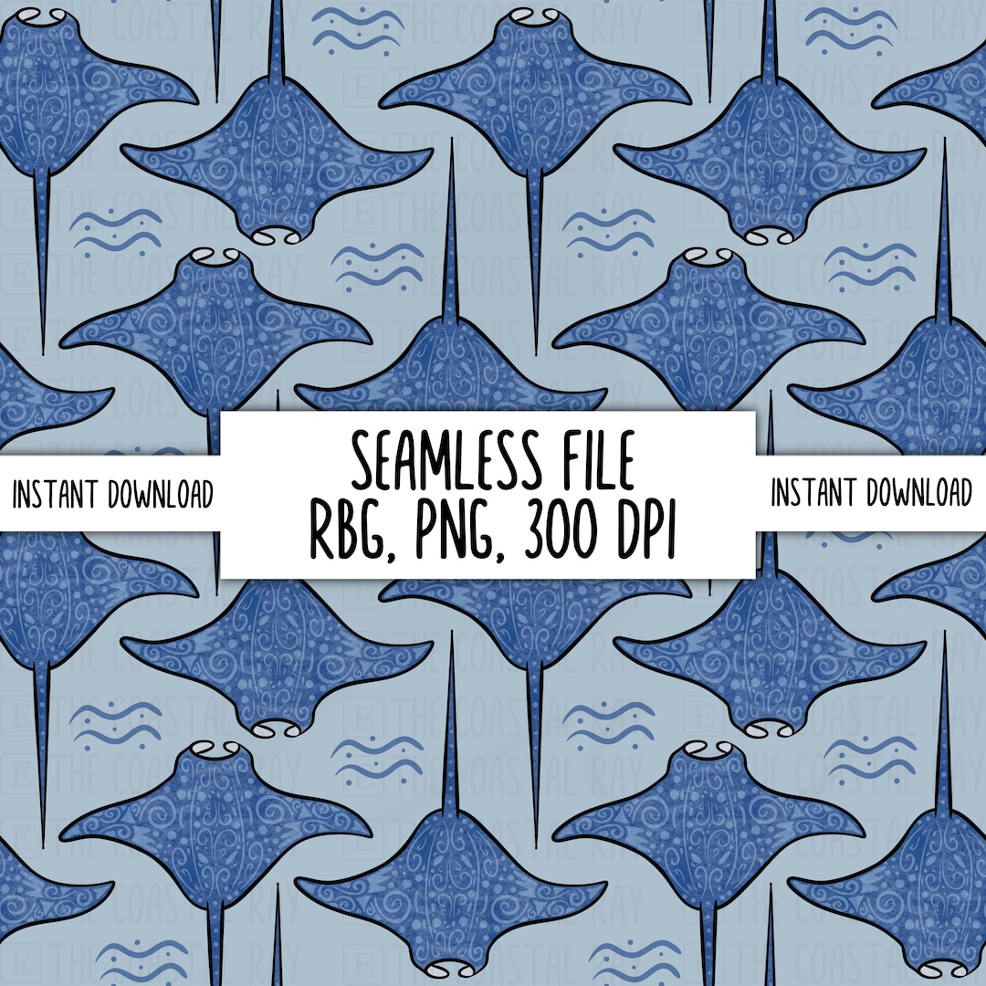 Manta Ray Png Transfer for Clay, Surface Design, Seamless Pattern ...